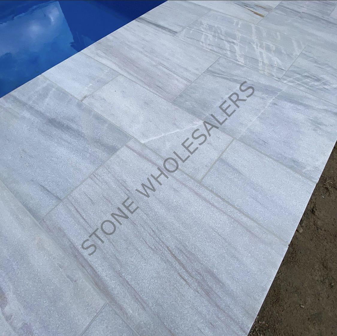 Bianco Ibiza Sandblasted Marble 12mm Tiles & 30mm Pavers - Stone ...