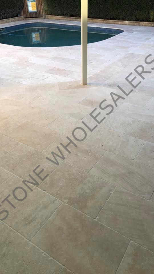 Ivory Premium Tumbled & Unfilled Travertine | 12mm Tiles & 30mm Pavers ...