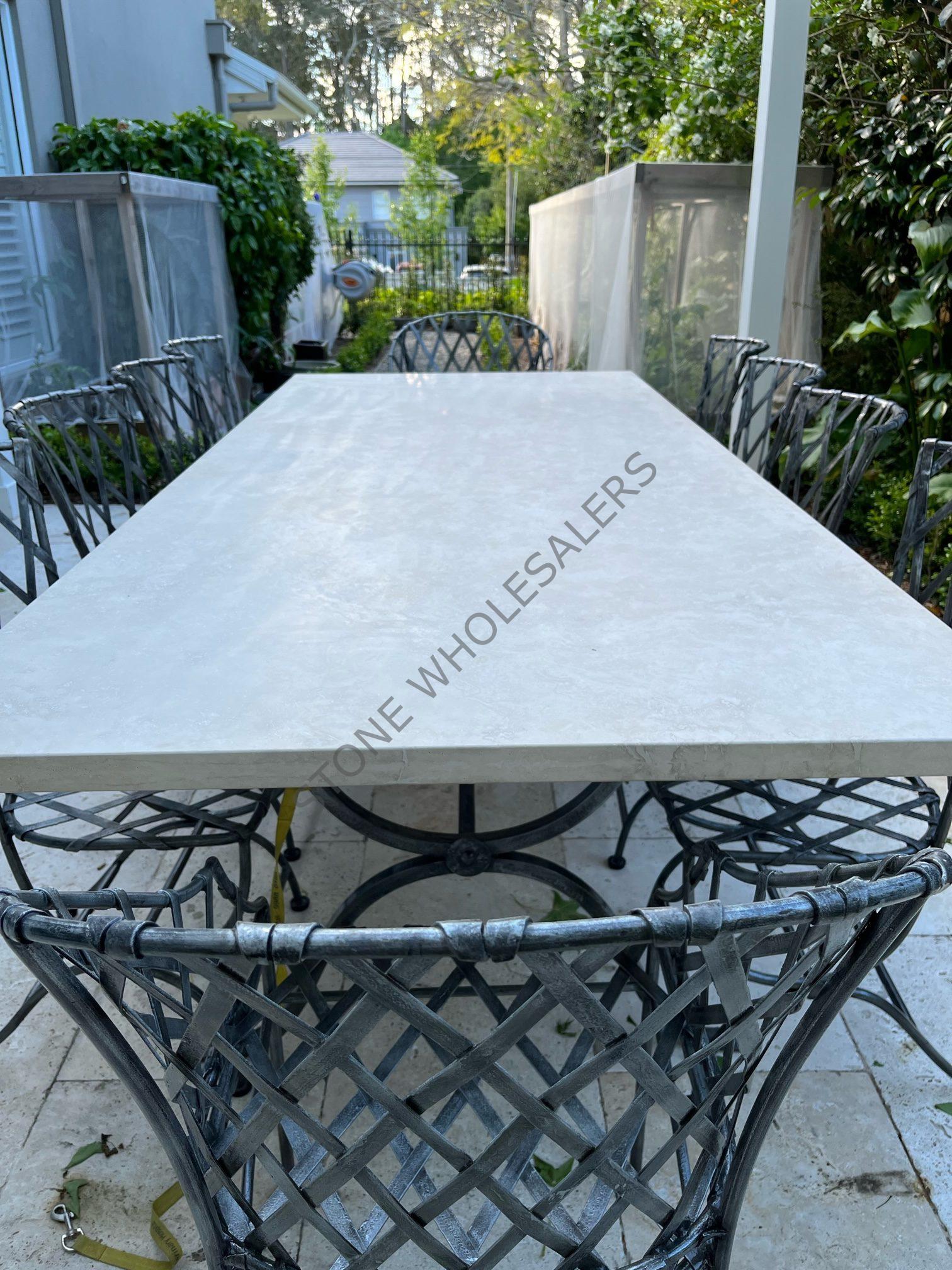 Dining Table Custom Cut Natural Stone Marble, Travertine, Granite or ...