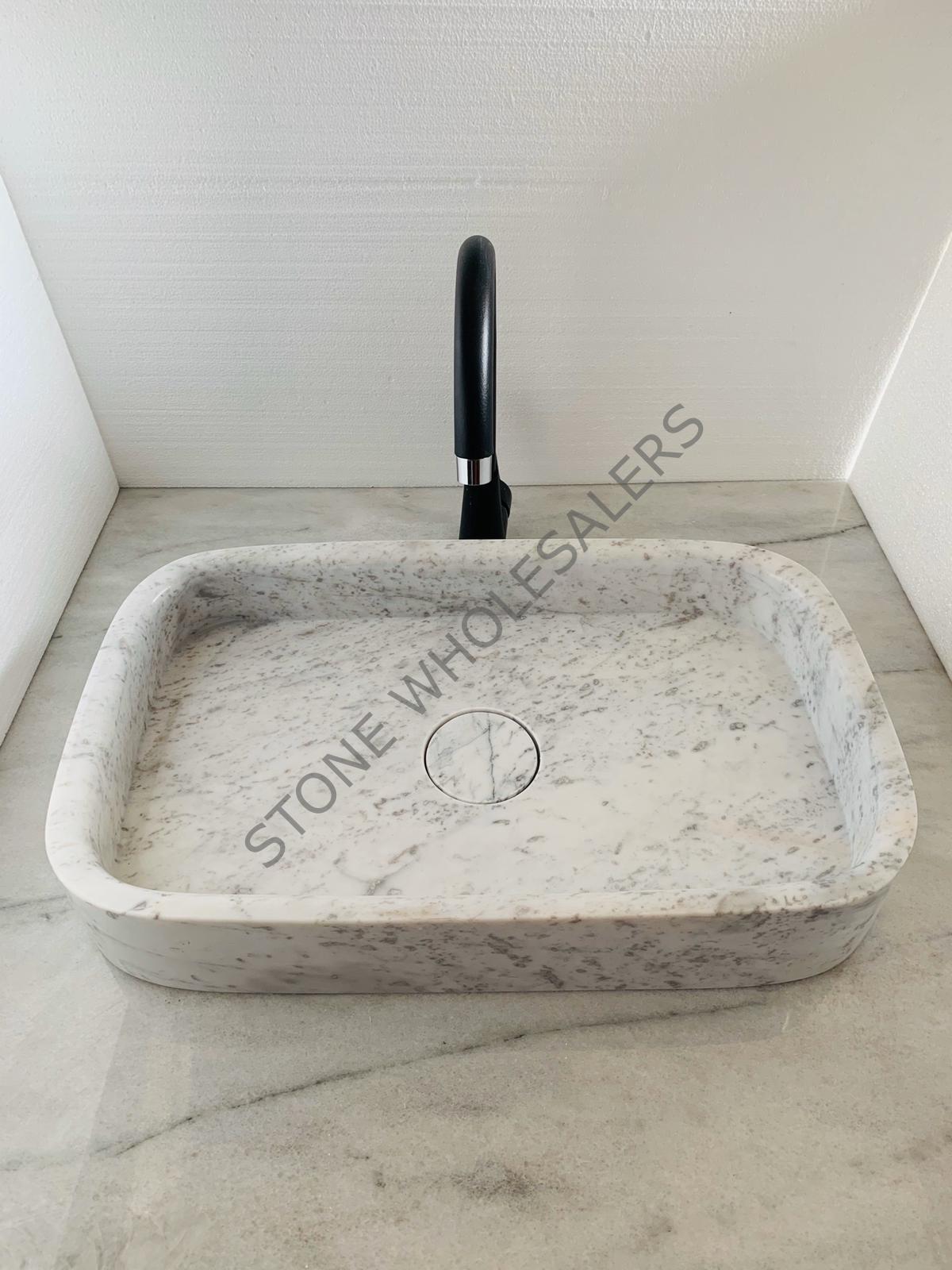 Cararra Marble Rectangle Eclipse Basin - Stone Wholesalers